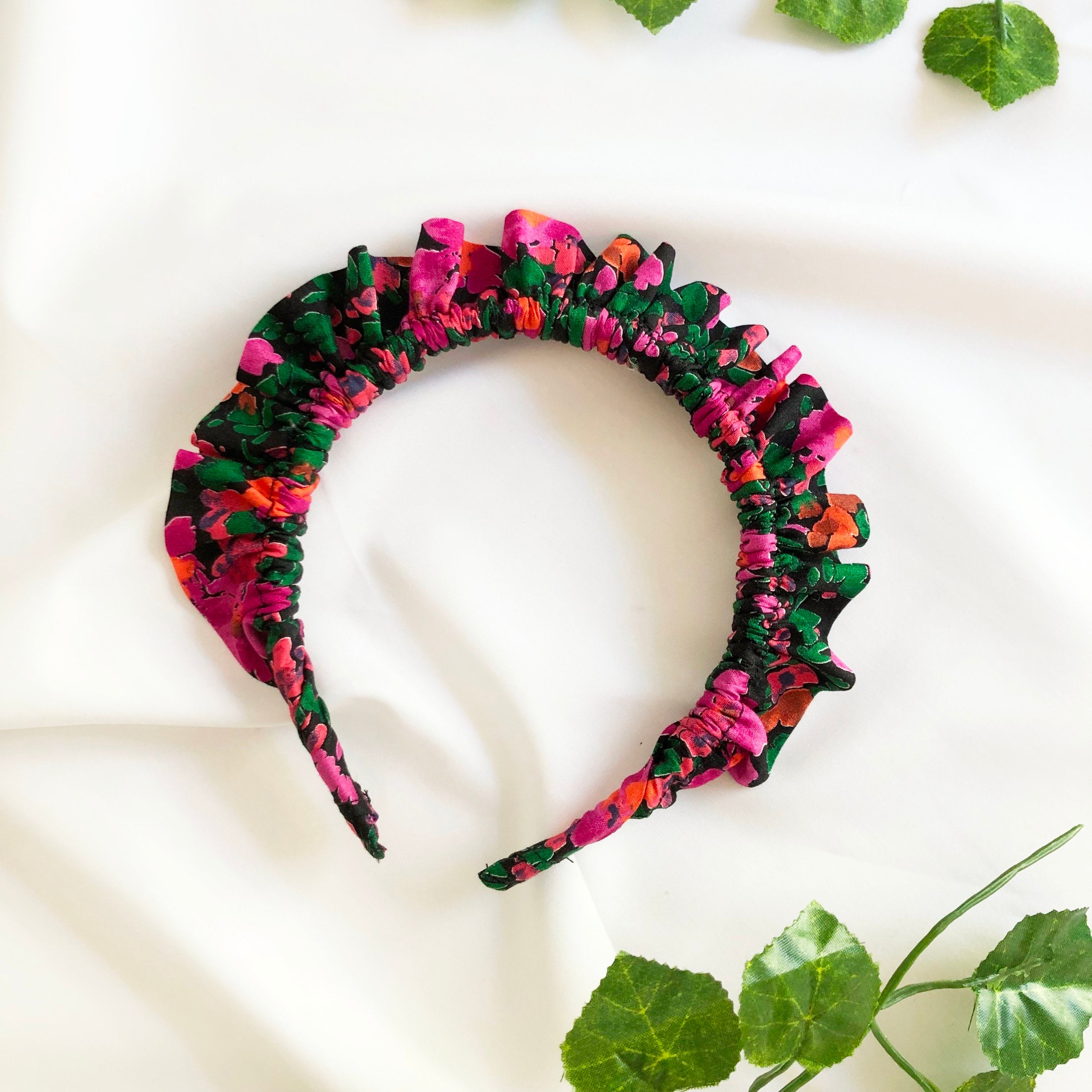 Dark Floral Print Rouched headband – Mustard Monday