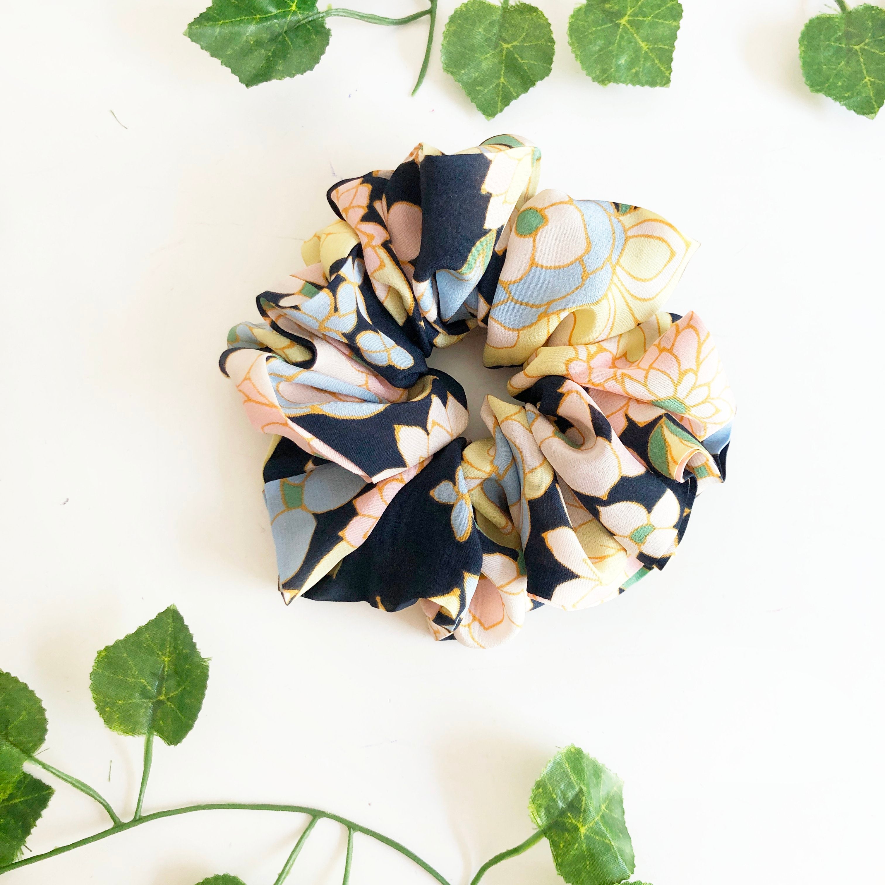 Silk Chiffon Summer Floral Scrunchie – Mustard Monday