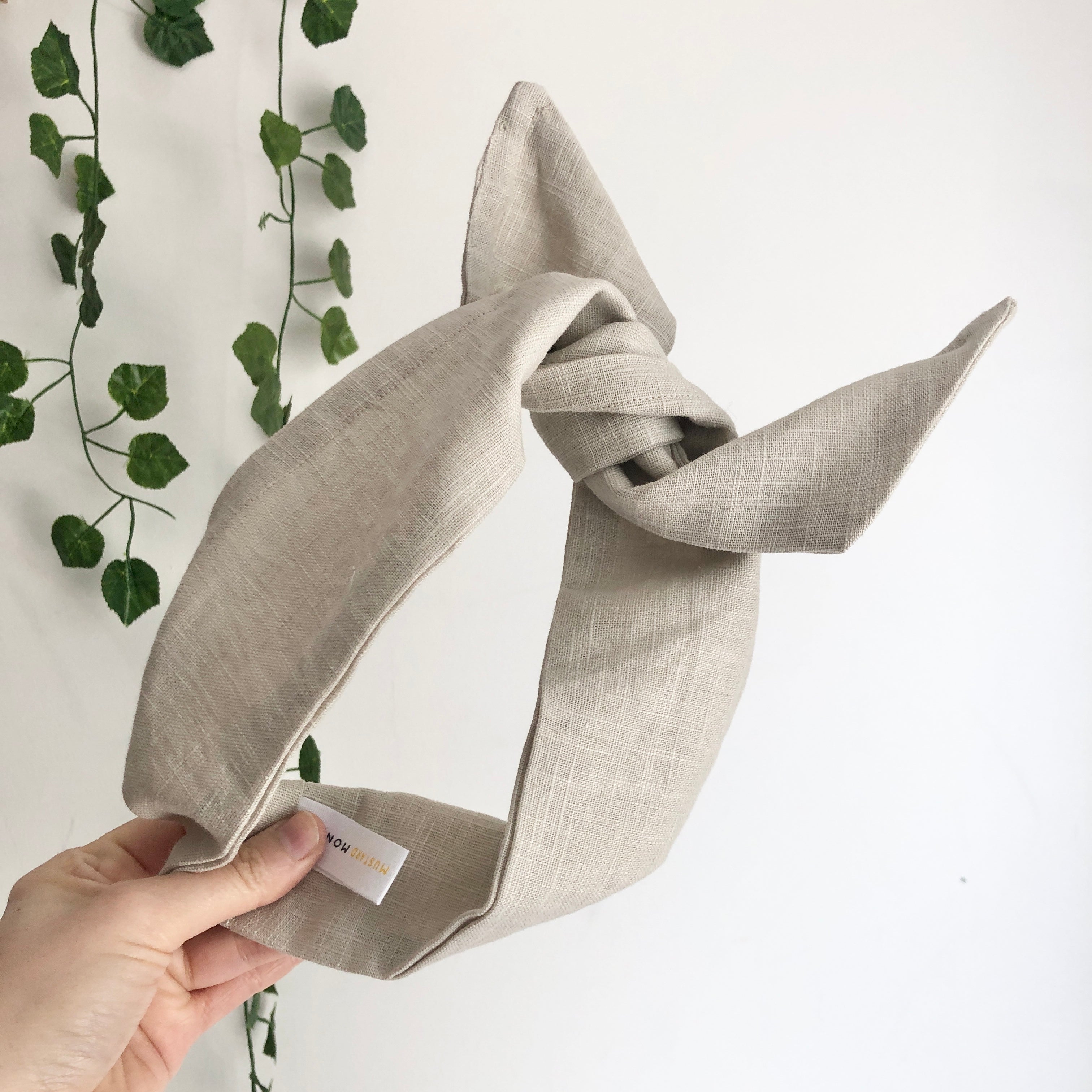 Natural 100% Linen Wire Headband – Mustard Monday