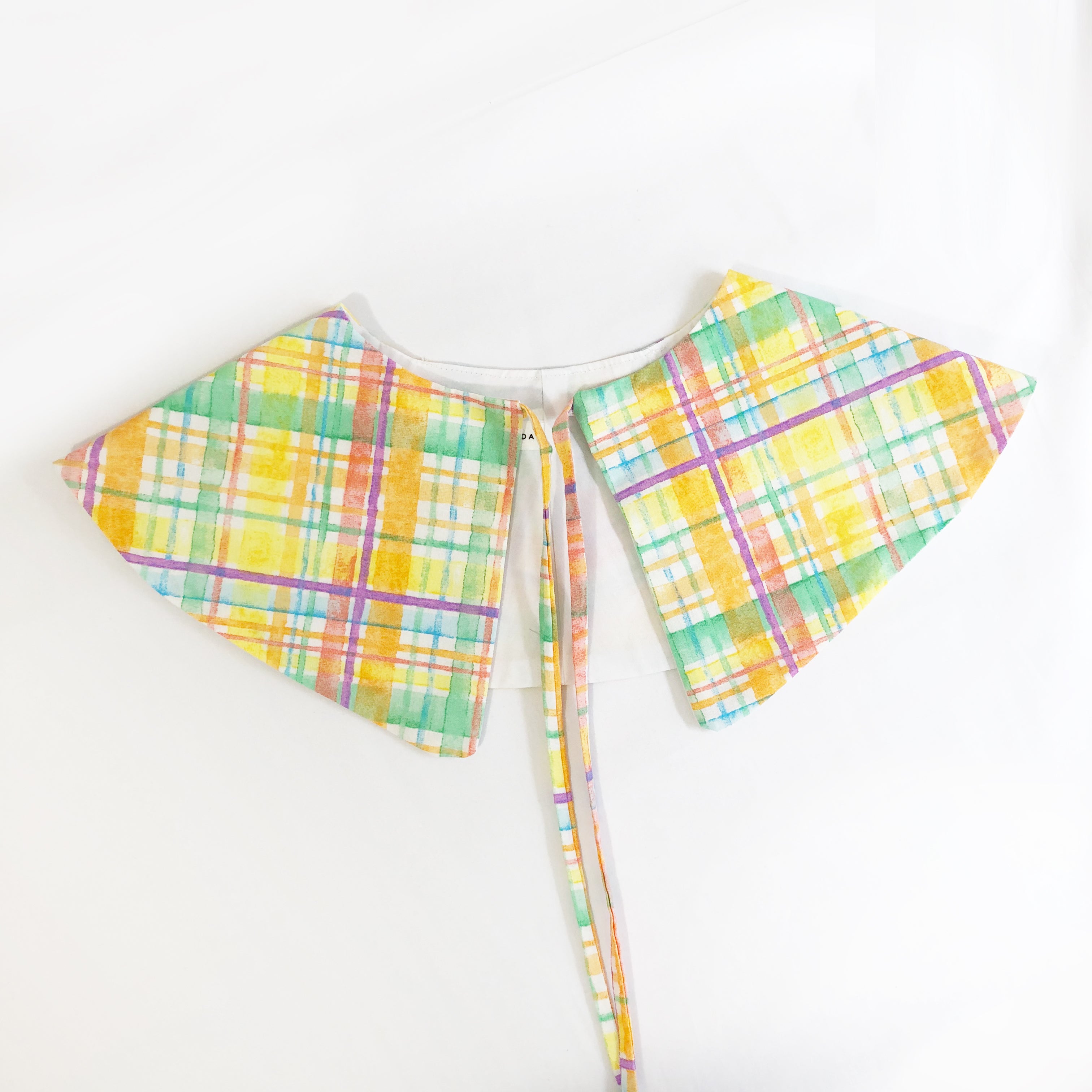 [Extra Wide] Summer Check Print Detachable Peter Pan Collar – Mustard ...